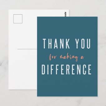 Thank you for Making a Difference | Teal Orange Postcard | Zazzle