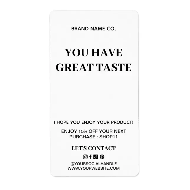 Thank You For Order Modern | You Have Great Taste Label | Zazzle