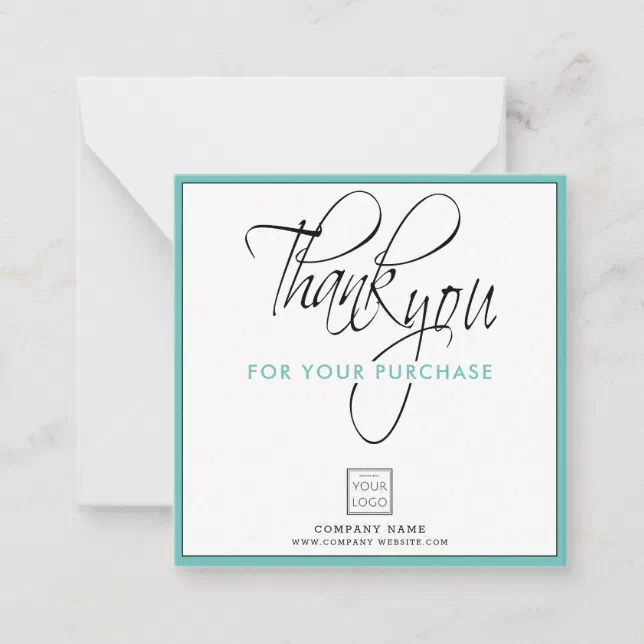Thank You For Purchase Business Logo Company Name Note Card | Zazzle
