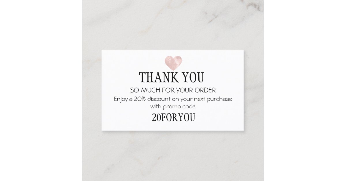 Thank You FOR PURCHASE Instagr Discount Code Business Card | Zazzle
