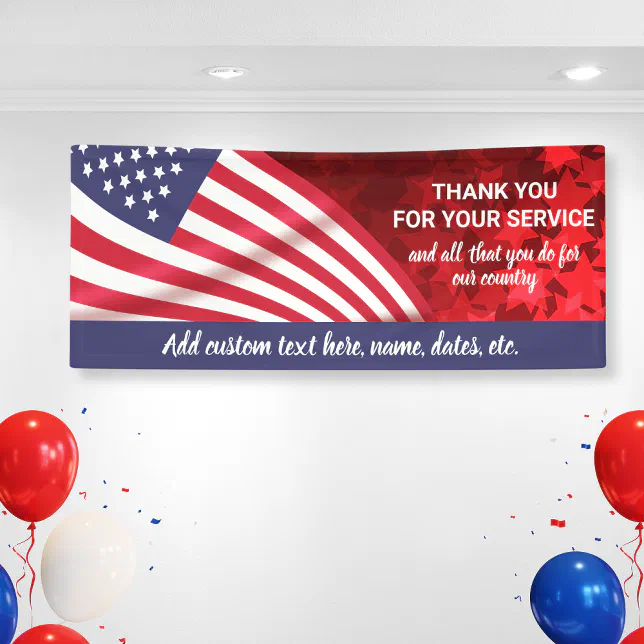Thank You For Service, Patriotic USA Flag Custom Banner | Zazzle