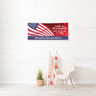 Thank You For Service, Patriotic USA Flag Custom Banner | Zazzle