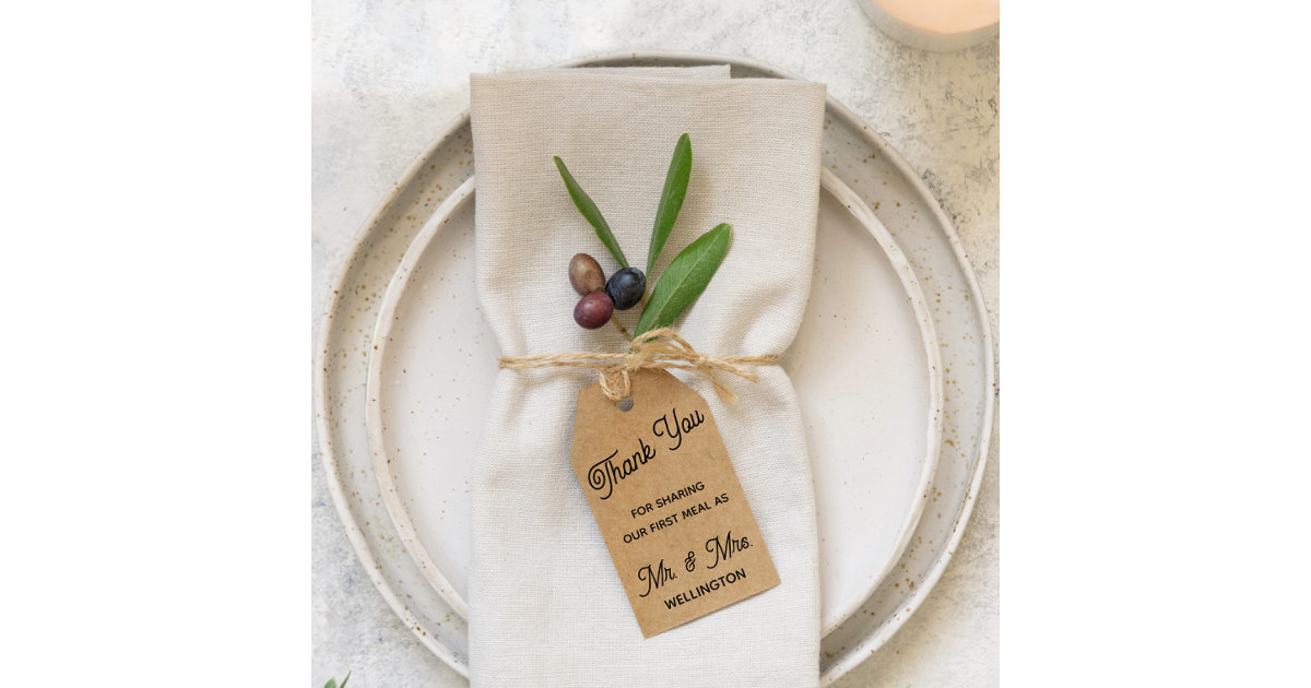 Thank You for Sharing Our first Meal Wedding Gift Tags | Zazzle