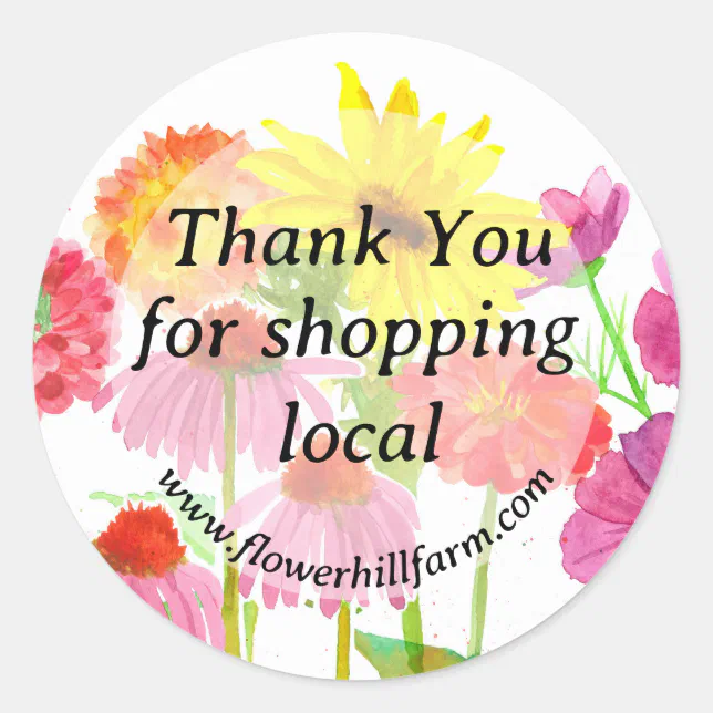 Thank You For Shopping Local Business Classic Round Sticker | Zazzle