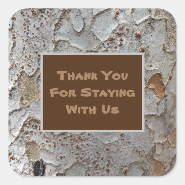 Thank You for Staying Cabin Guest Appreciation Square Sticker | Zazzle