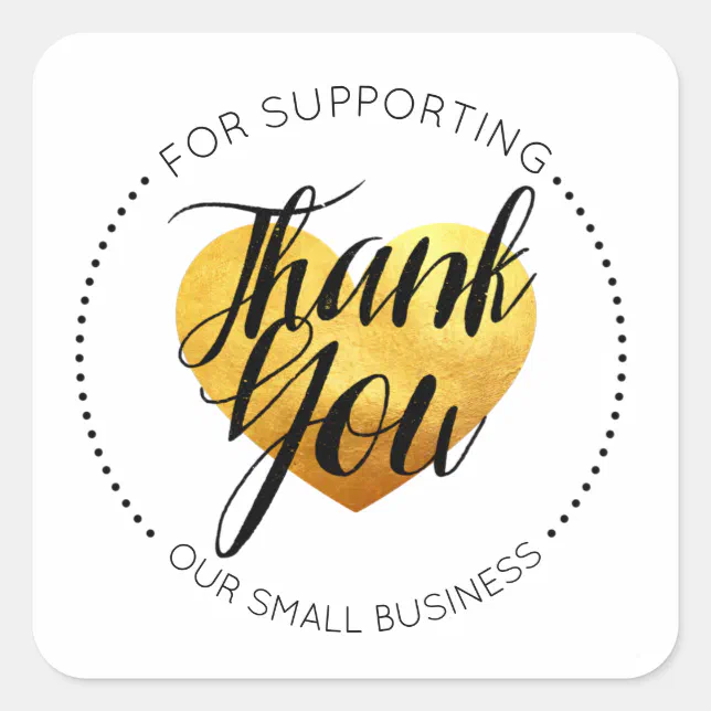 Thank you for supporting our small business square sticker | Zazzle