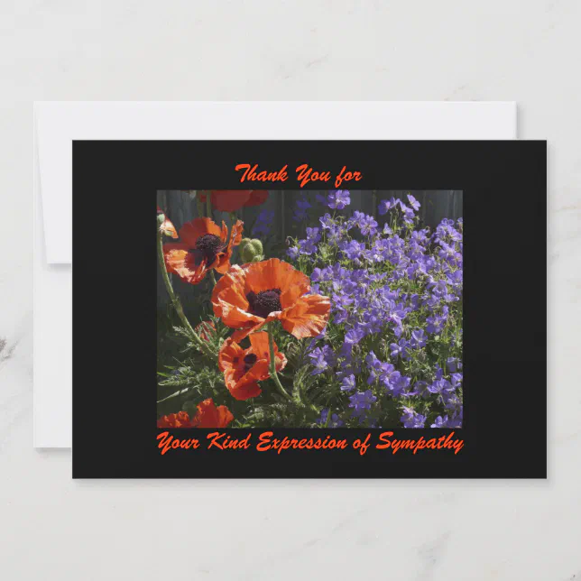 Thank You for Sympathy, Orange Flowers Poppies | Zazzle