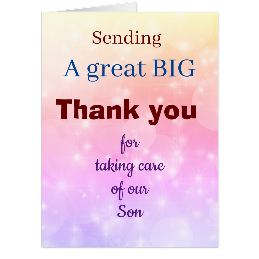 Thank you for taking care of our Son Card | Zazzle