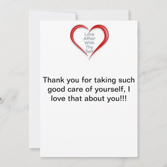 Thank You for taking care of yourself, Card | Zazzle.com