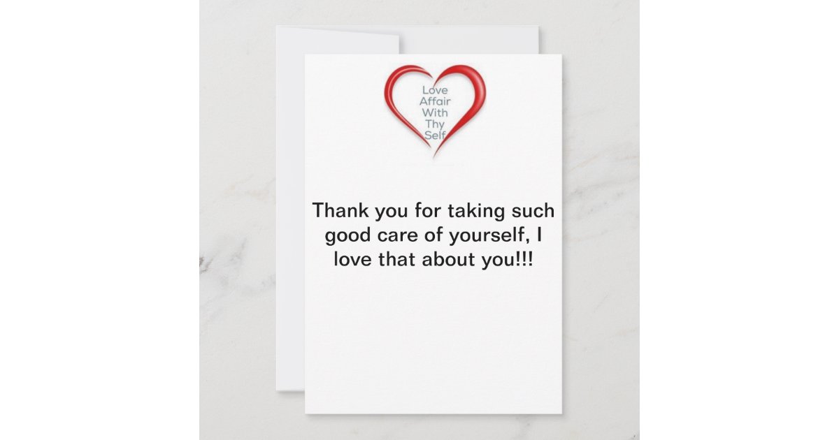 Thank You for taking care of yourself, Card | Zazzle.com