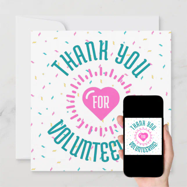 Thank You for Volunteering, Appreciation Card | Zazzle