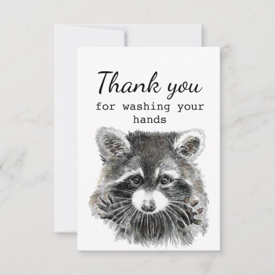 Thank You For Washing Your Hands Fun Raccoon Art | Zazzle.com