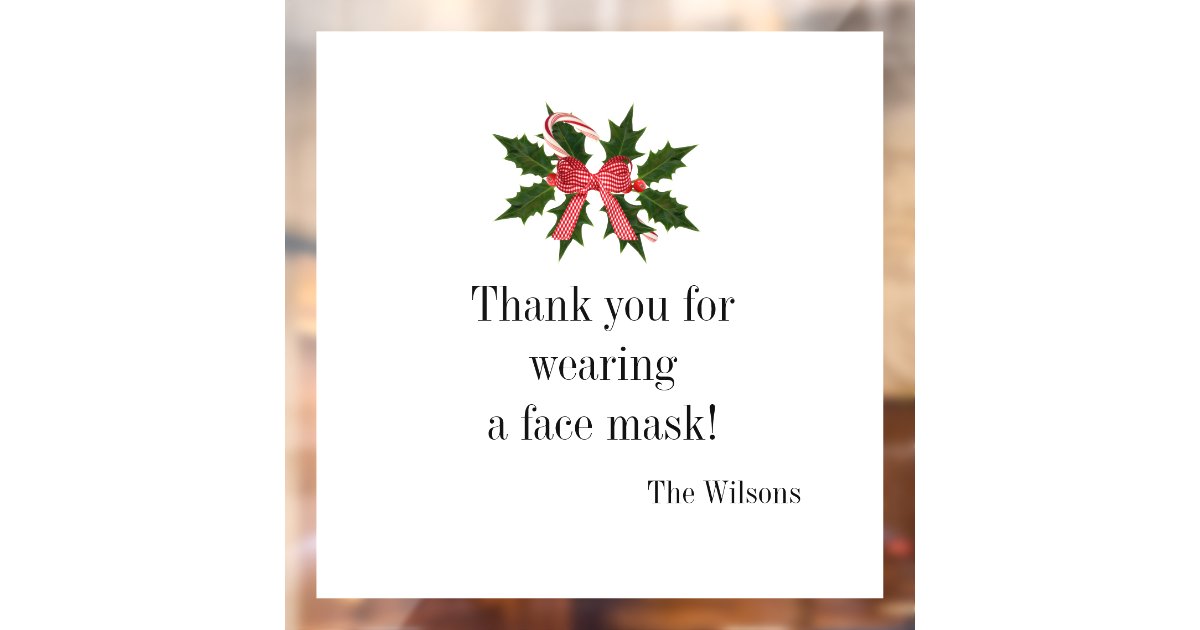 Thank you for wearing a face mask window cling | Zazzle
