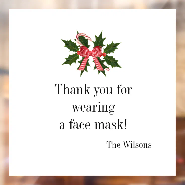 Thank you for wearing a face mask window cling | Zazzle