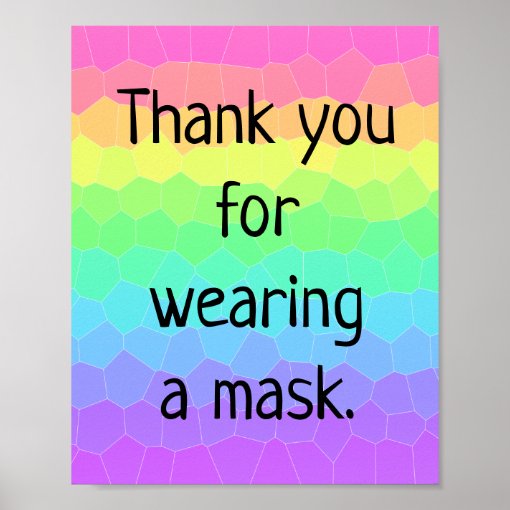 Thank You for Wearing a Mask Rainbow Poster | Zazzle