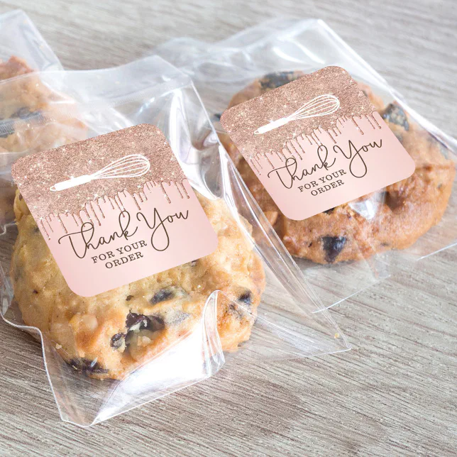 Thank You For Your Order Bake Whisk Glitter Drips Classic Round Sticker ...