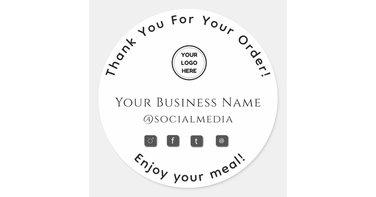 Thank you for your order food business classic round sticker | Zazzle