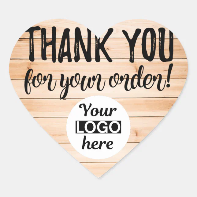 Thank you for your order heart logo label | Zazzle