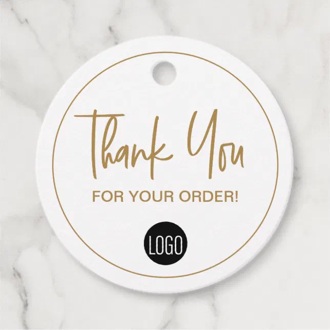 Thank you for your Order Modern Script Your Logo Favor Tags | Zazzle
