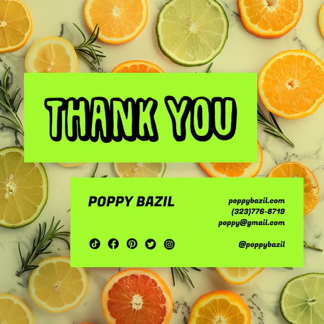 Thank You for your Order Social Media Icons Bold Mini Business Card ...