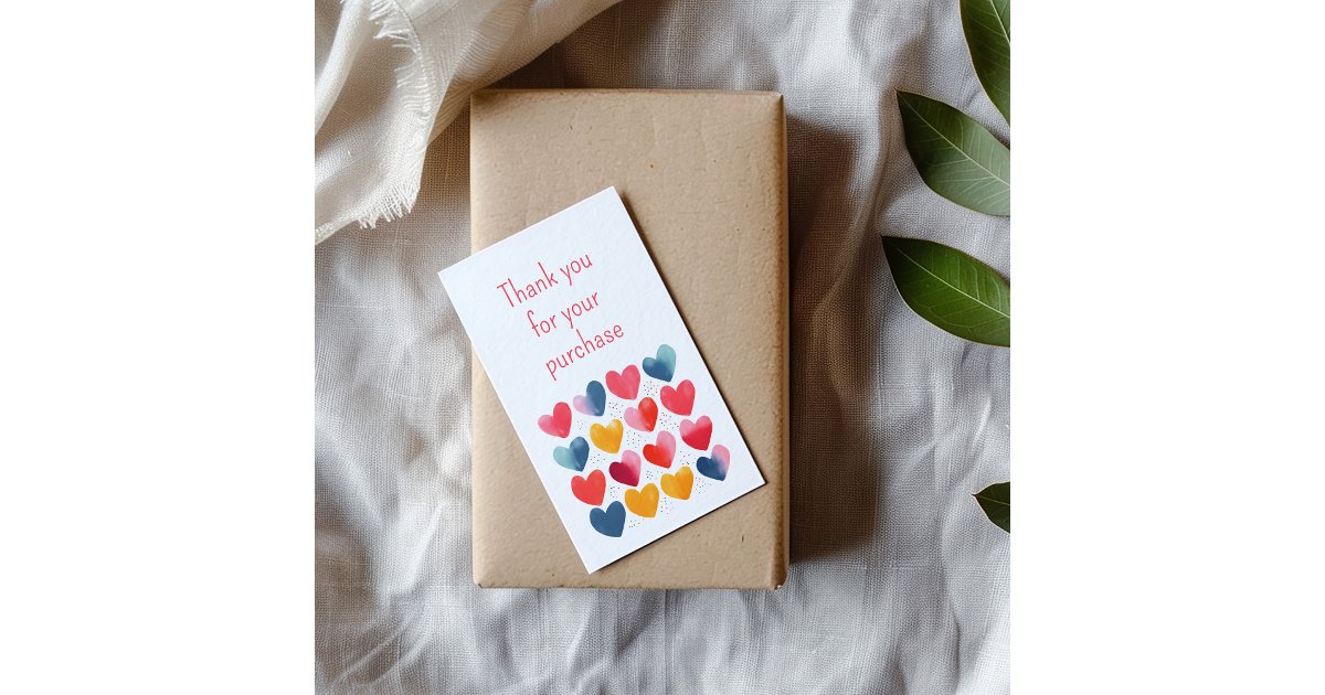 Thank you for your purchase love heart insert card | Zazzle
