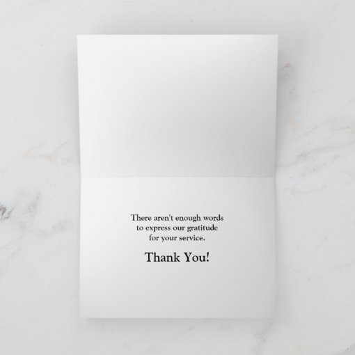 Thank You For Your Service Greeting Card | Zazzle