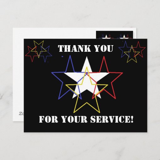 Thank you for your service! postcard | Zazzle