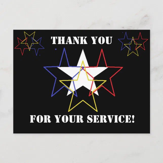 Thank you for your service! postcard | Zazzle