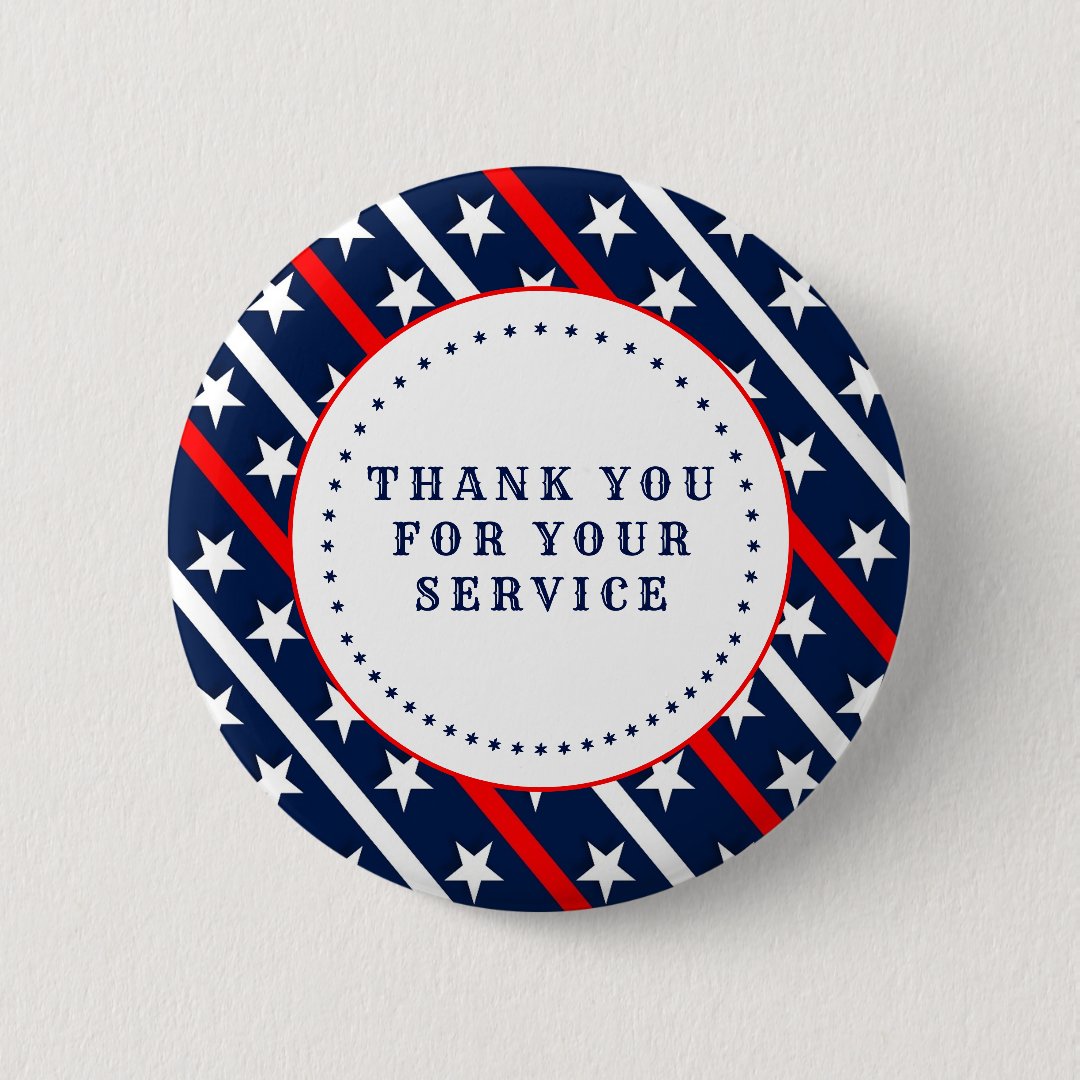 Thank You For Your Service Stars and Stripes Button | Zazzle