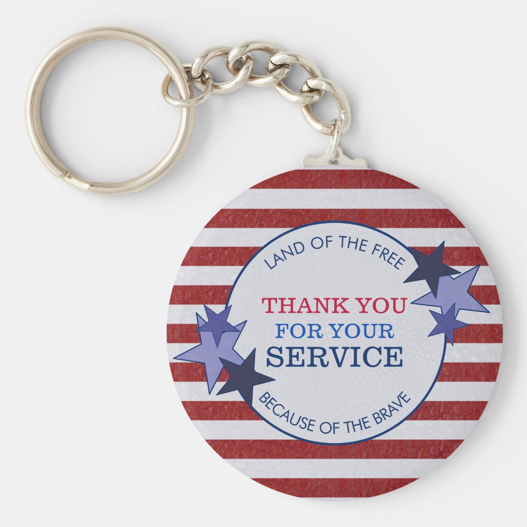 Thank You for Your Service Veterans Rustic Leather Keychain | Zazzle