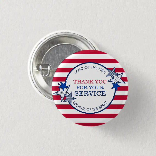 Thank You for Your Service Veterans Stars Stripes Button | Zazzle