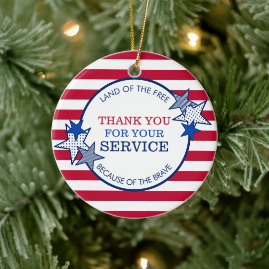 Thank You for Your Service Veterans Stars Stripes Ceramic Ornament ...
