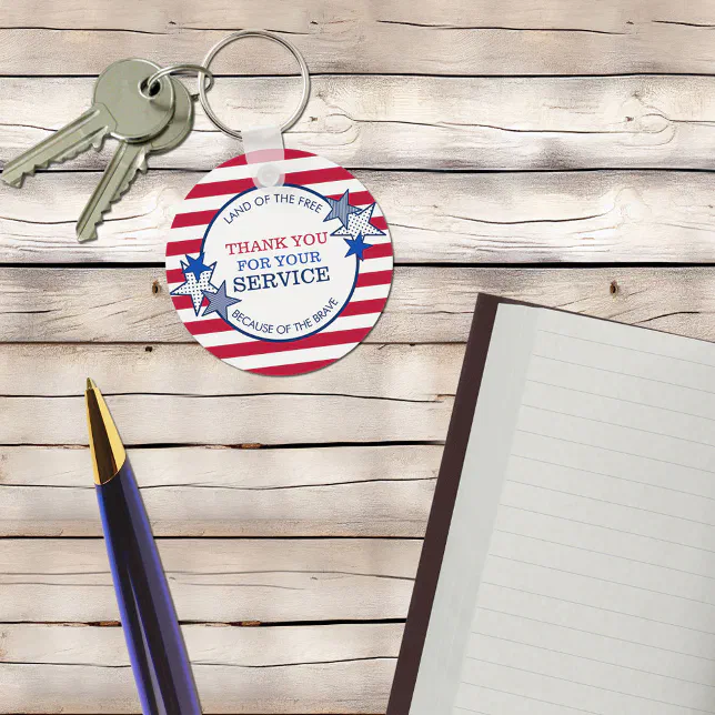 Thank You for Your Service Veterans Stars Stripes Keychain | Zazzle