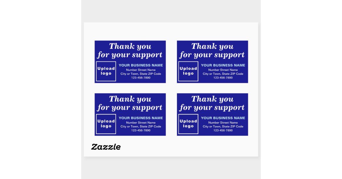 Thank You For Your Support on Blue Rectangular Sticker | Zazzle