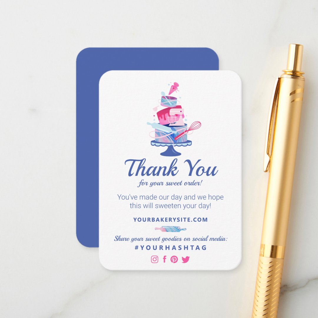 Thank You For Your Sweet Order | Cake Shop Bakery Enclosure Card | Zazzle