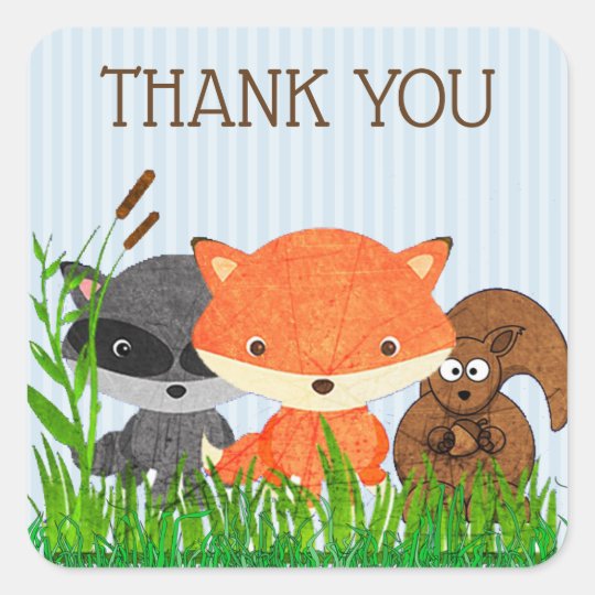 Thank You Forest Animals Woodland Creature Sticker | Zazzle.com