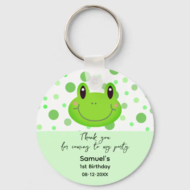 Thank you Frog Confetti Kids Birthday Party Favor Keychain | Zazzle