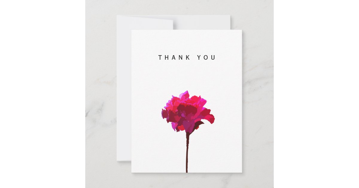 Thank You Fuchsia Hand Designed Floral Note Card | Zazzle