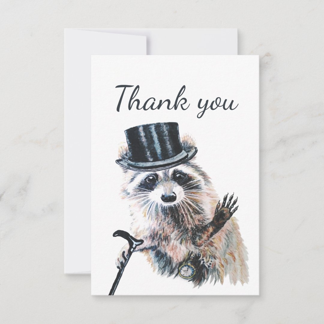 Thank You Fun Formal Raccoon Animal Humor | Zazzle
