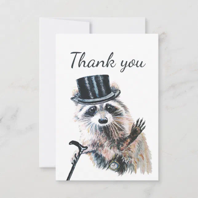 Thank You Fun Formal Raccoon Animal Humor | Zazzle
