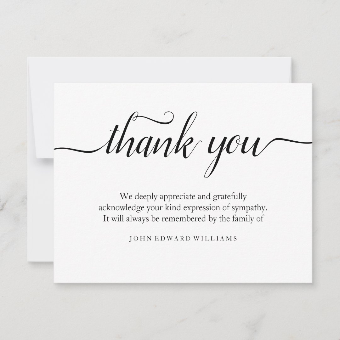 Thank You Funeral Thank You Note Card Bereavement | Zazzle
