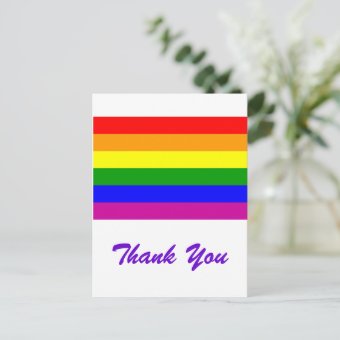 Thank You/ Gay Rainbow Wedding Postcard | Zazzle