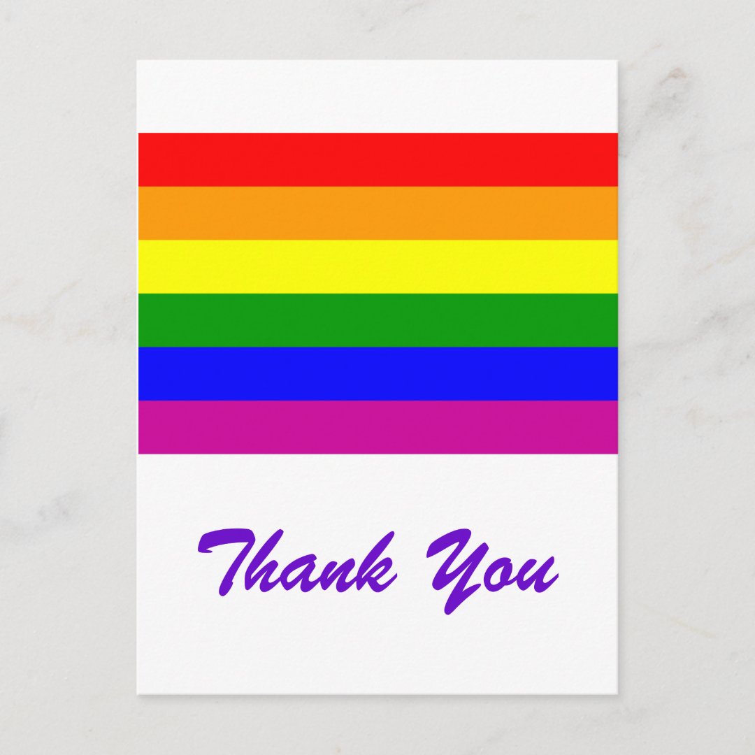 Thank You/ Gay Rainbow Wedding Postcard | Zazzle