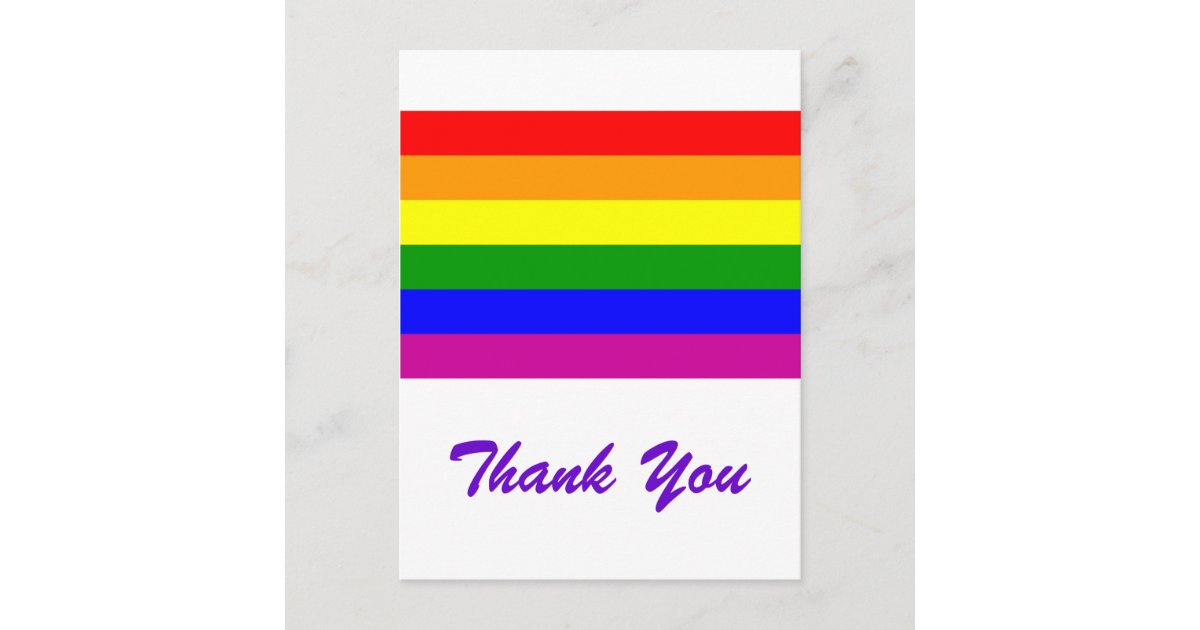 Thank You Gay Rainbow Wedding Postcard Zazzle