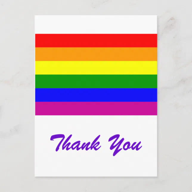 Thank You/ Gay Rainbow Wedding Postcard | Zazzle