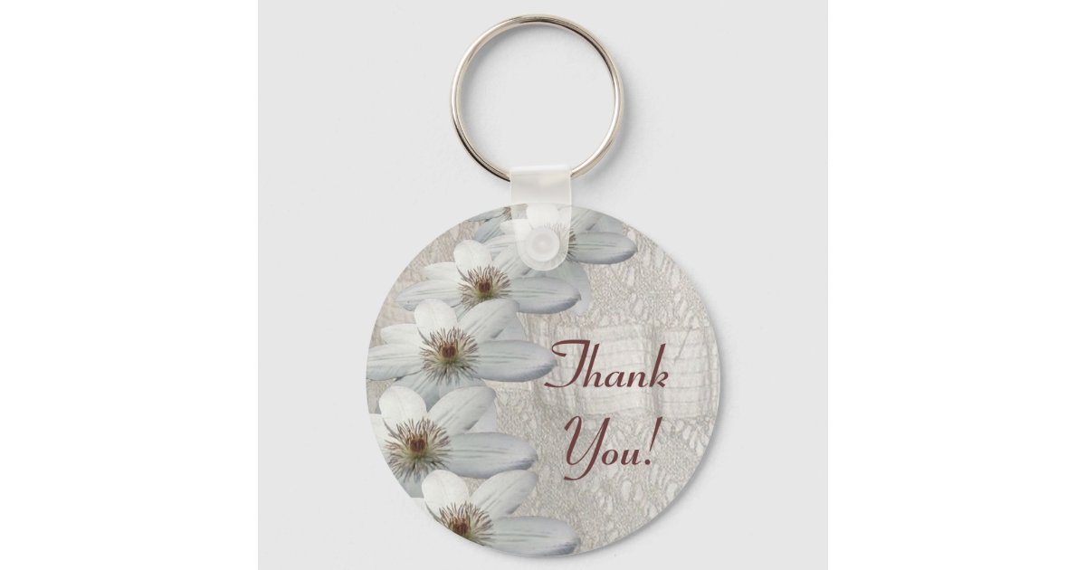 Thank You Gift - Key Chain White Lace and Flowers | Zazzle