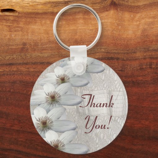 Thank You Gift - Key Chain White Lace and Flowers | Zazzle