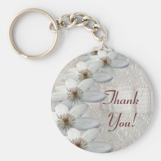 Thank You Gift - Key Chain White Lace and Flowers | Zazzle.com