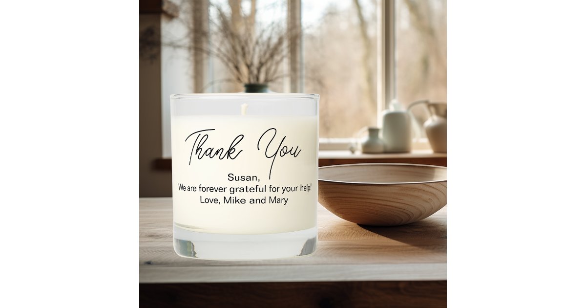 Thank you Gift Personalized Message Scented Candle | Zazzle