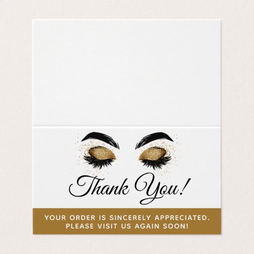 Thank You Glamorous Gold Eye Lashes Brows Card | Zazzle